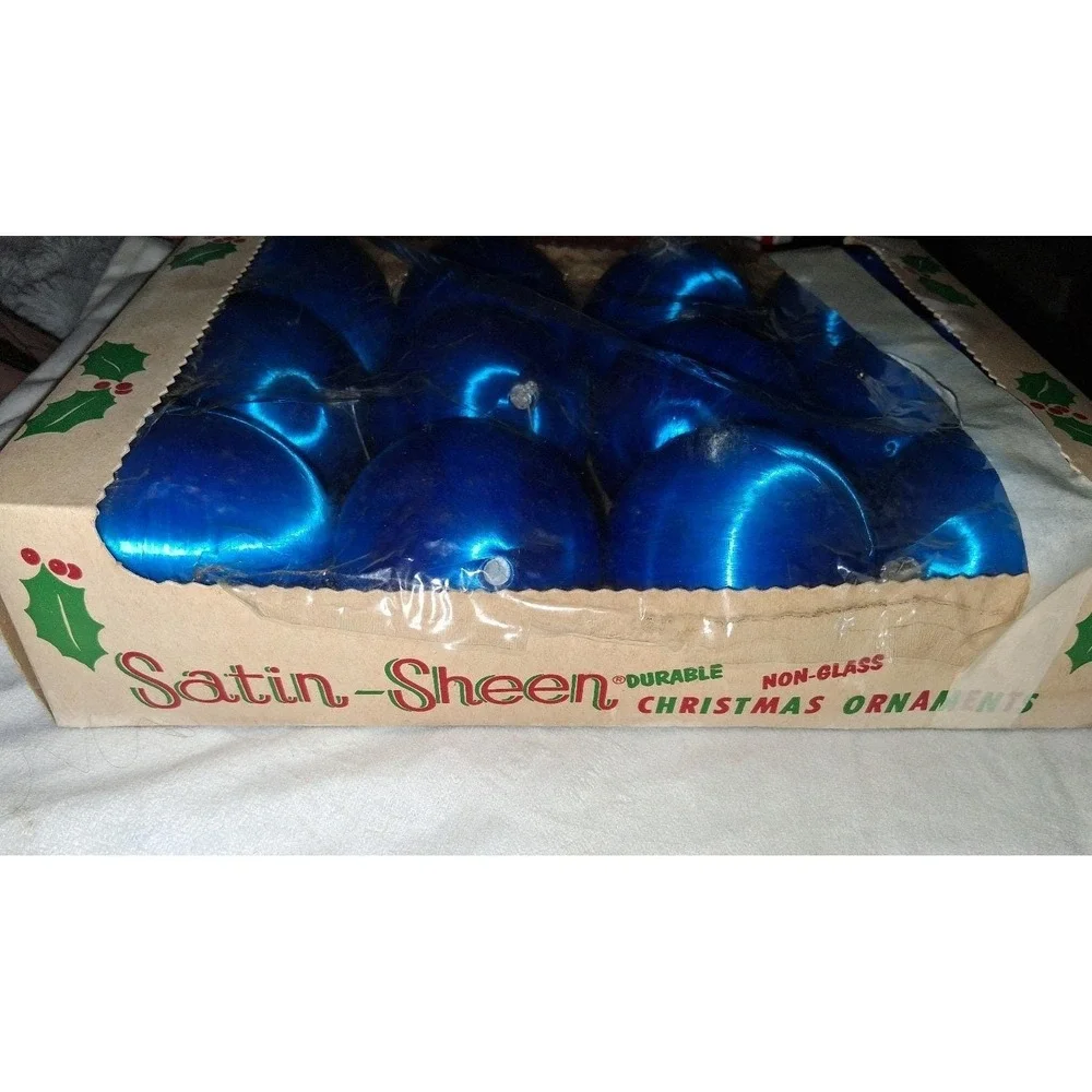 Holiday | Vintage Satinsheen Blue Christmas Ornaments Set Of 12 In ...
